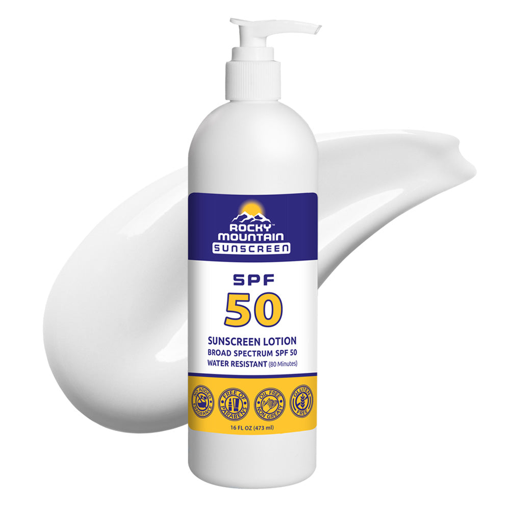 SPF 50 16oz Sunscreen Lotion | Comes with Pump – Rocky Mountain Sunscreen